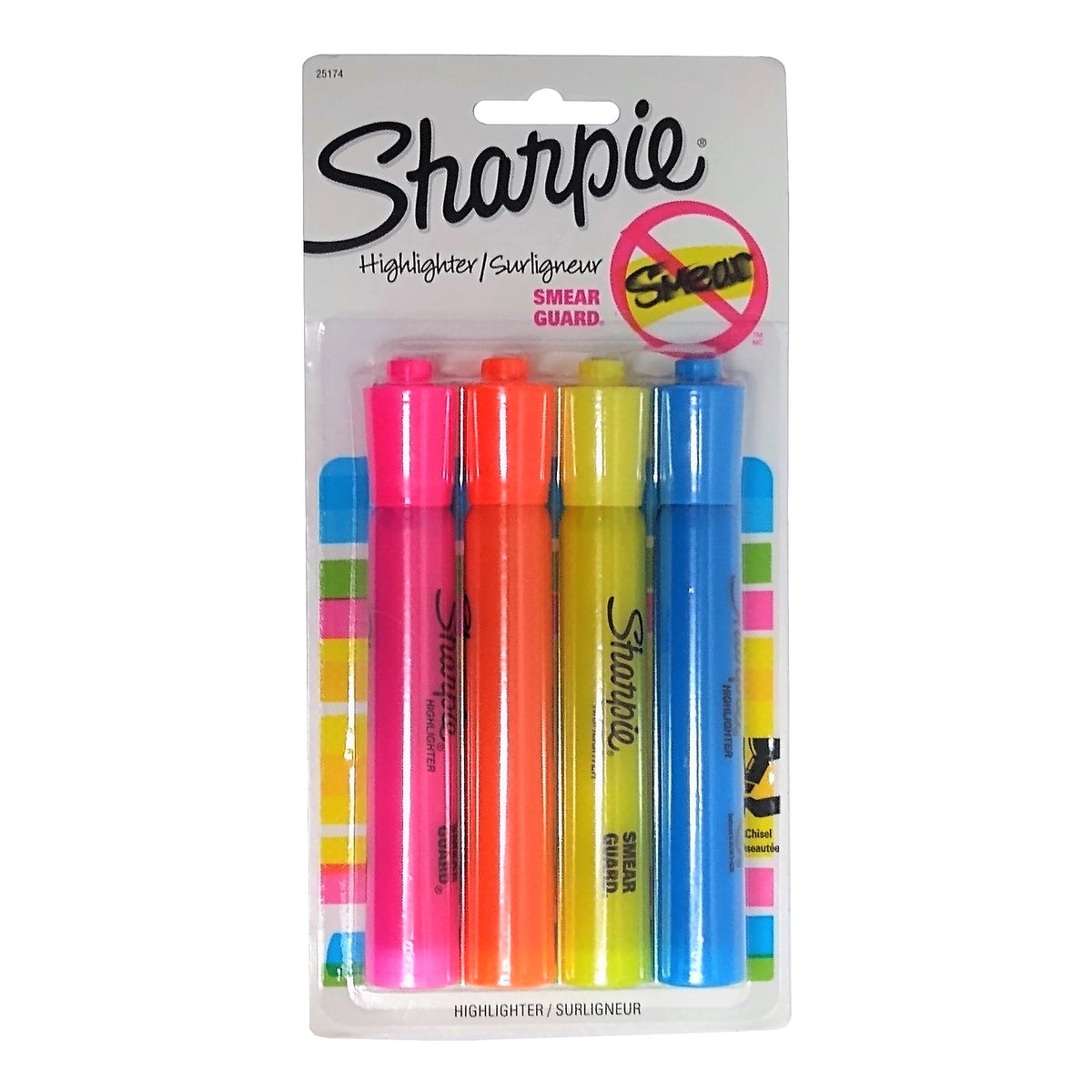 Sharpie Fluorescent Highlighters with SmearGuard, 4 Count, 1 Pack Each ...
