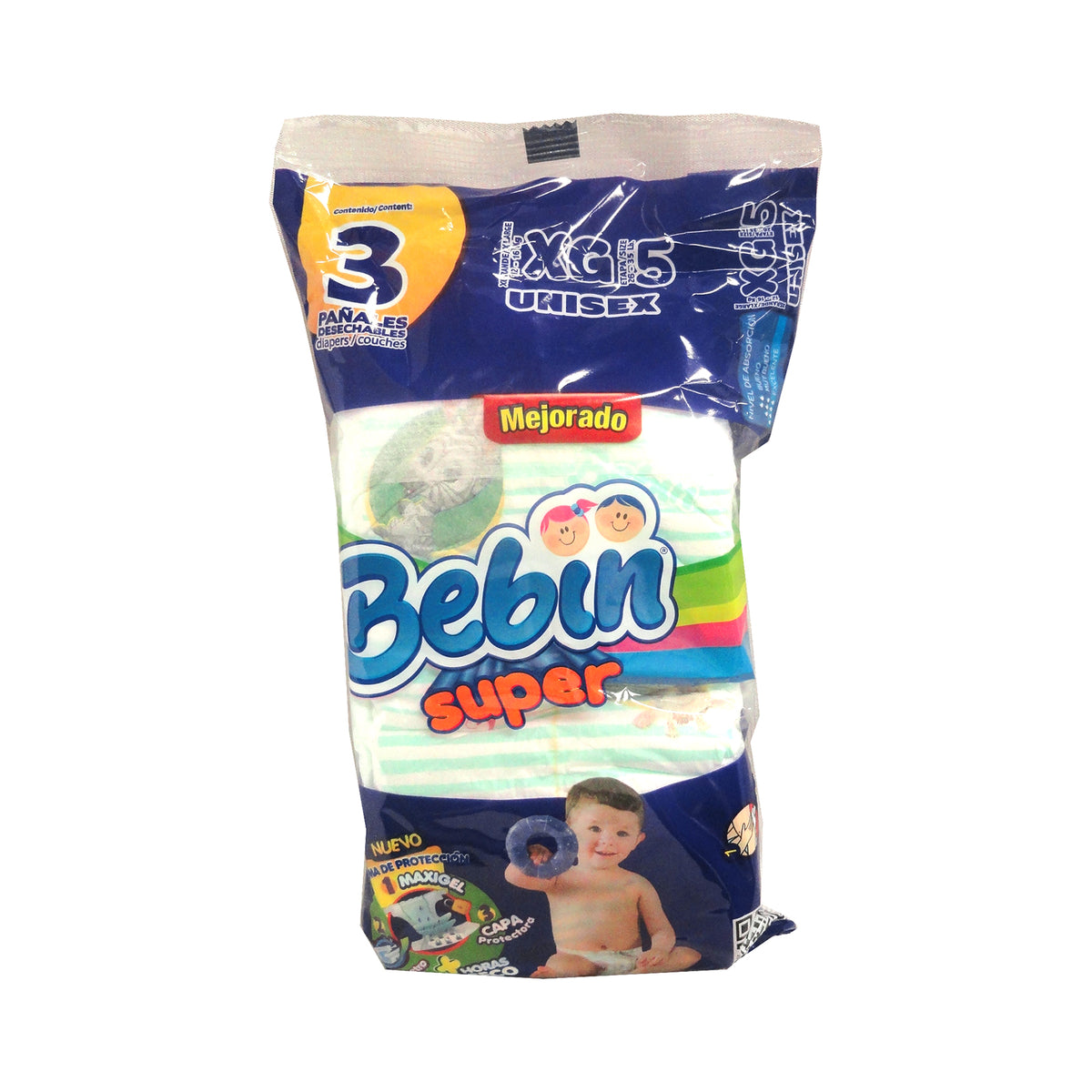 Bebin Super Unisex Baby Diapers Size 5, XL, 3 Ct., 1 Pack Each, By Lam ...